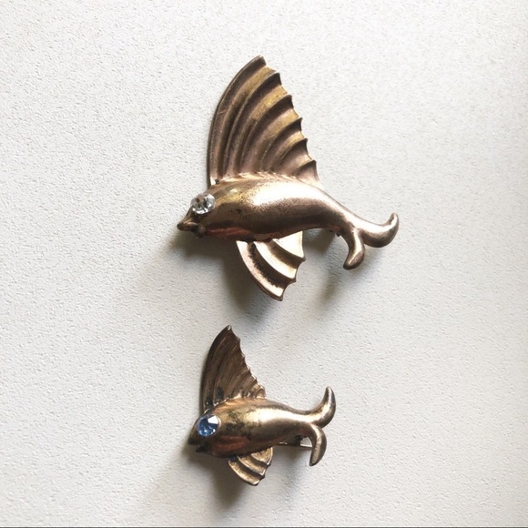 Jewelry | Vintage Pair Sterling Silver Flying Fish Brooche | Poshmark